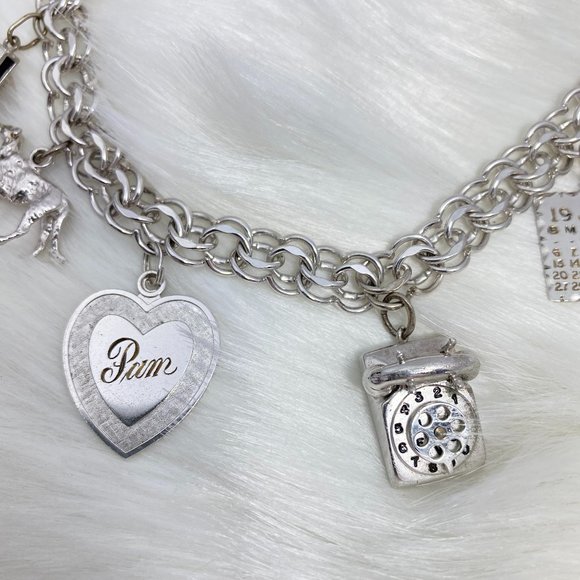 Vintage | Jewelry | Elco Sterling Silver Chain Link Charm Bracelet ...